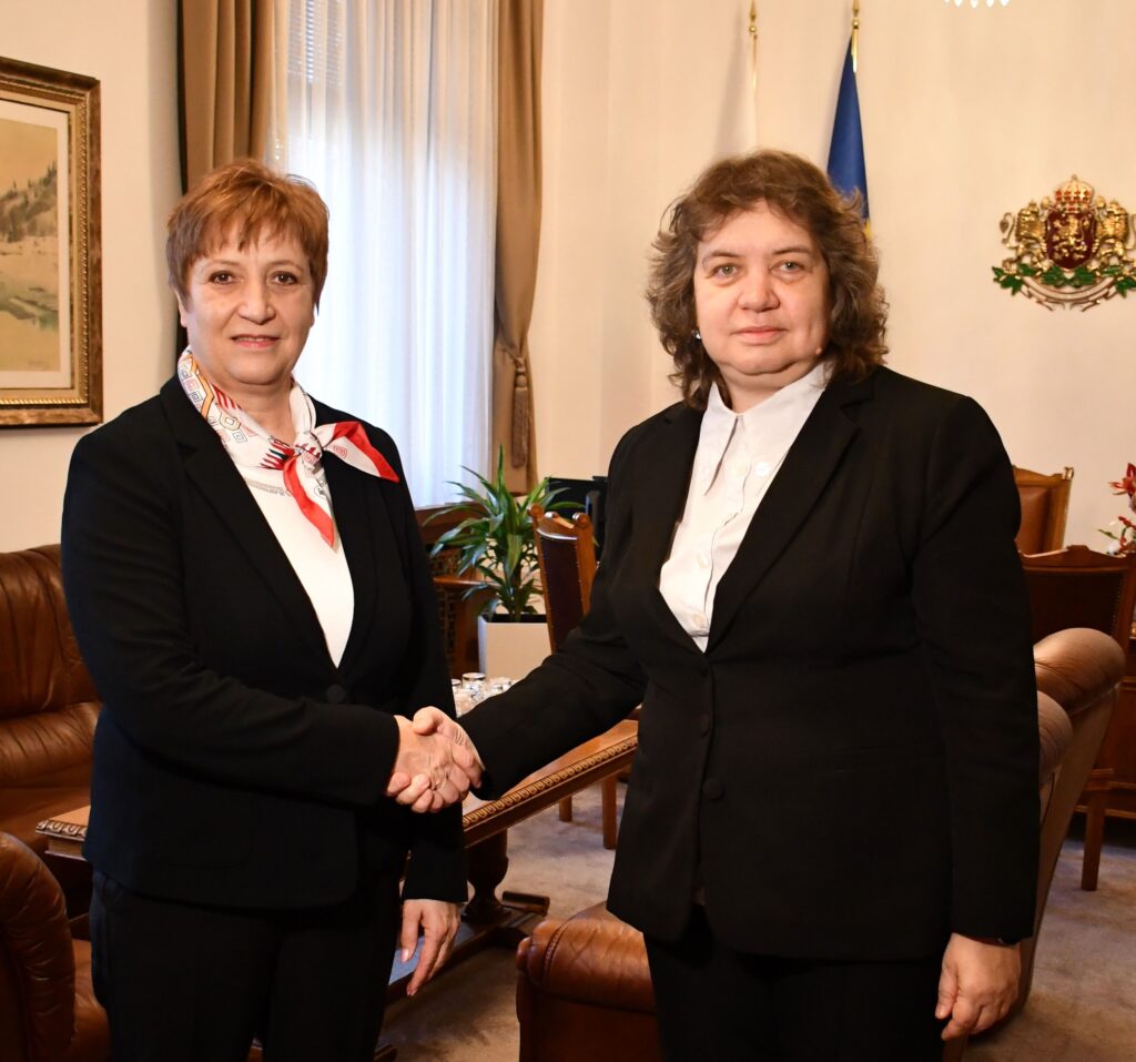 The President Of The Bulgarian Academy Of Sciences Corr Memb Evelina Slavcheva Talks With The